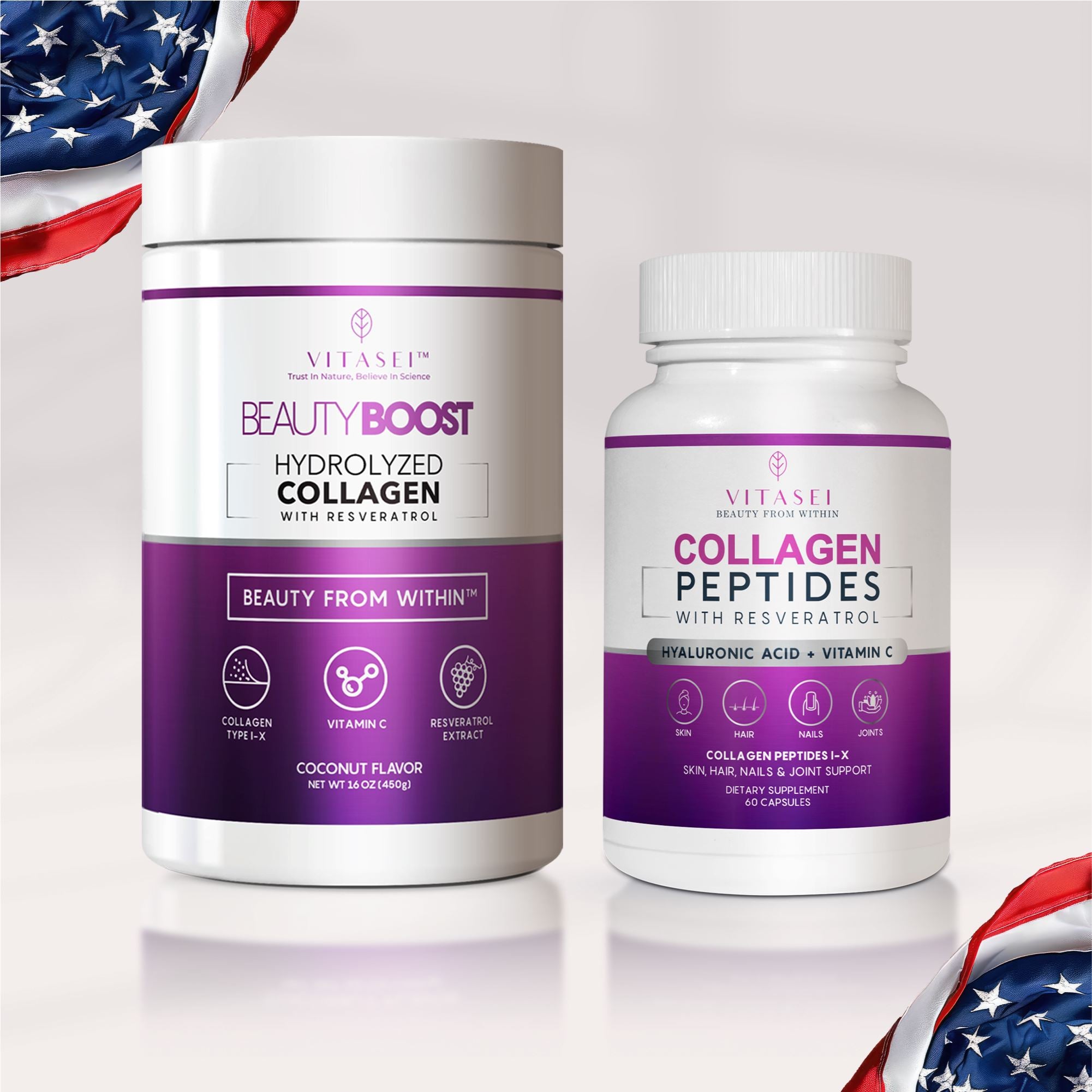 Bundle Coconut flavor Hydrolyzed Collagen + Collagen Peptide Capsules ...