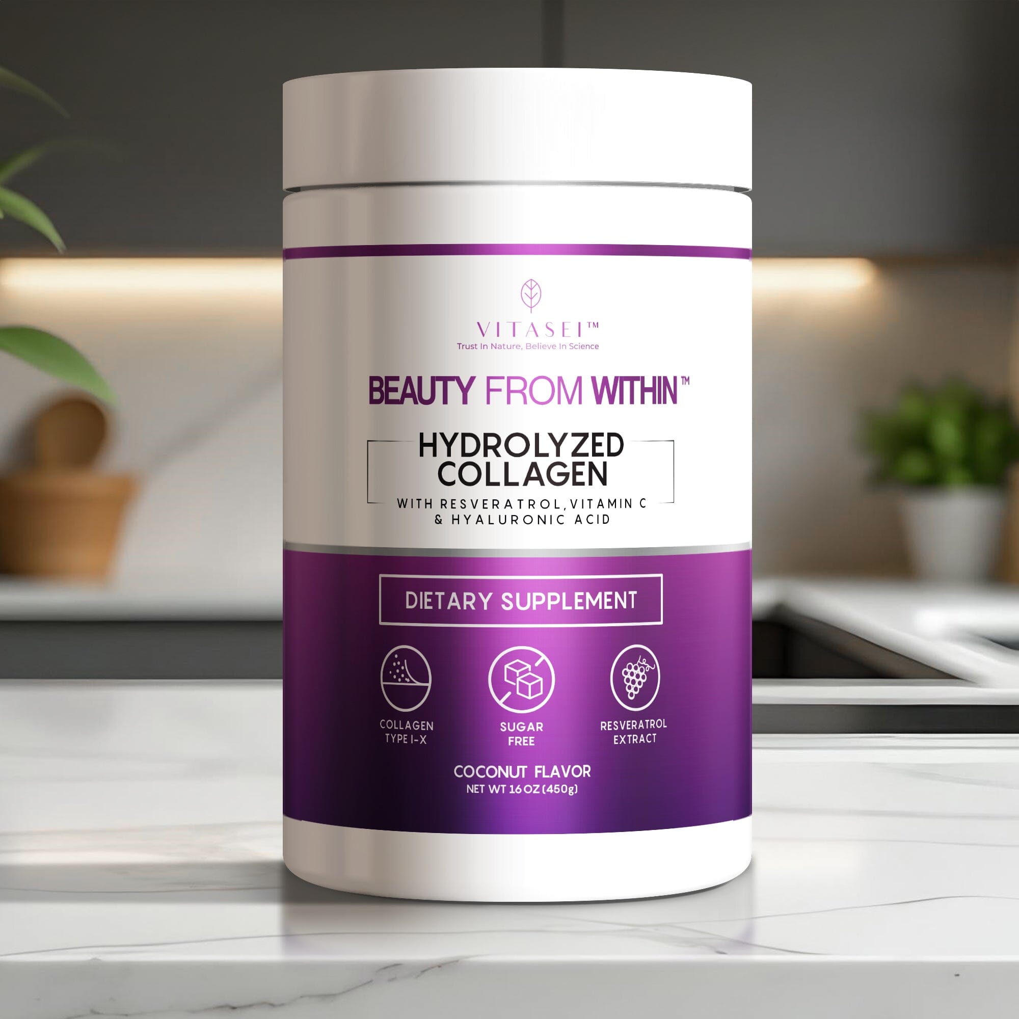 Coconut Collagen Peptides with Resveratrol and Hyaluronic Acid – vitasei